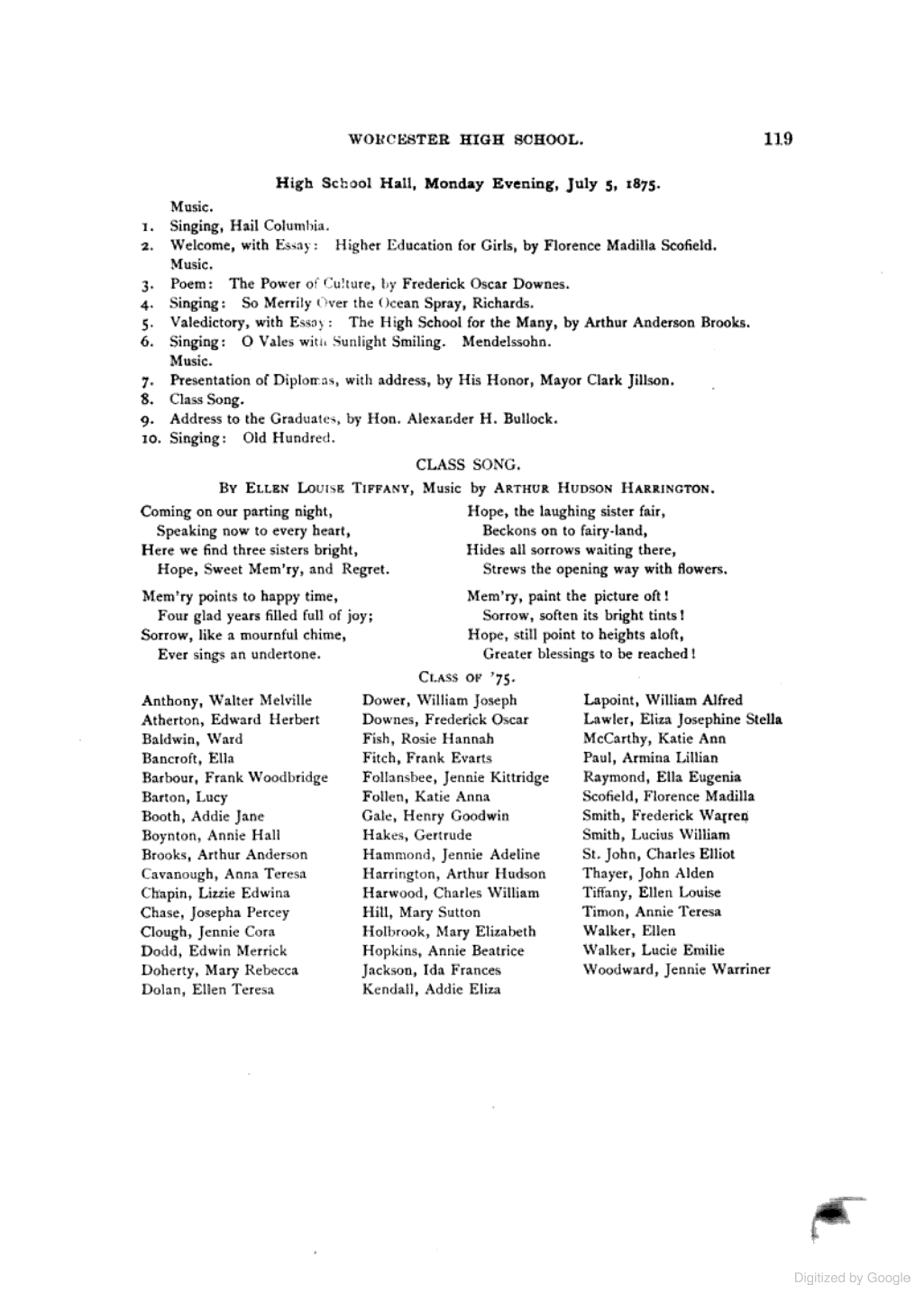 Jennie Cora Clough 1875 Worcester High graduate – Library and Archives